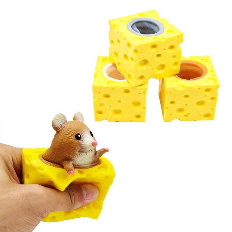 Squeeze Toy Cheese Mouse Funny Fidget Toys 3 Pcs Relief Stress Anxiety ...