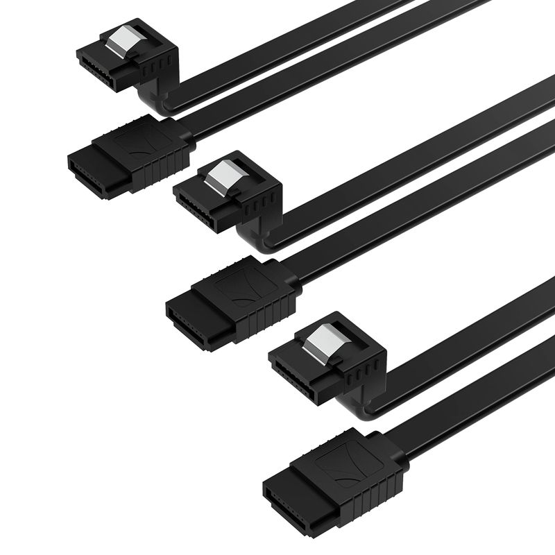 SABRENT 6Gbps SATA III Cable (3 Pack), L Shape with Locking Latch for ...