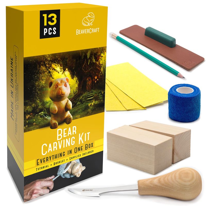 BeaverCraft Wood Carving Kit for Beginners DIY05 Wood Whittling Kit for ...