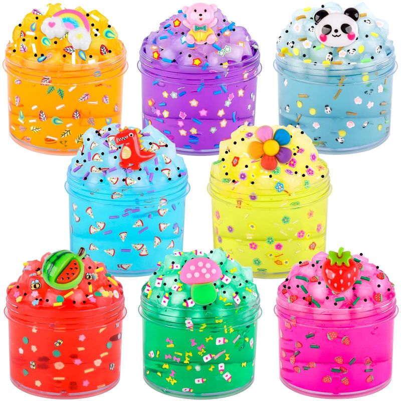 Clear Crystal Slime Kit 8 Pack, Jelly Cube Crunchy Slime, Includes 8 of ...