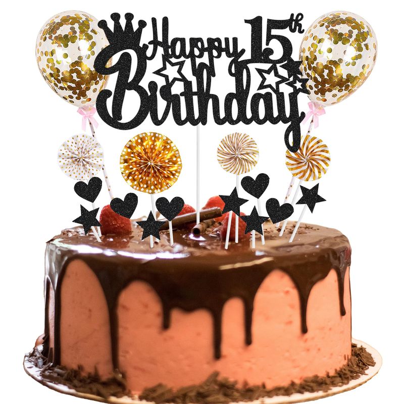 Cake Decoration for 15th Birthday - Happy 15th Birthday Decoration for ...