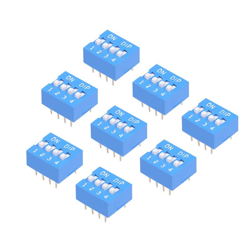 uxcell 8pcs Blue DIP Switch Horizontal 1-4 Position 2.54mm Pitch ...