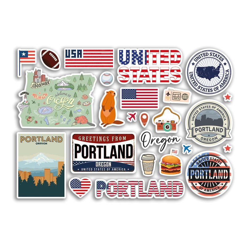 A5 Sticker Sheet Portland Landmarks Vinyl Stickers - Oregon America USA ...