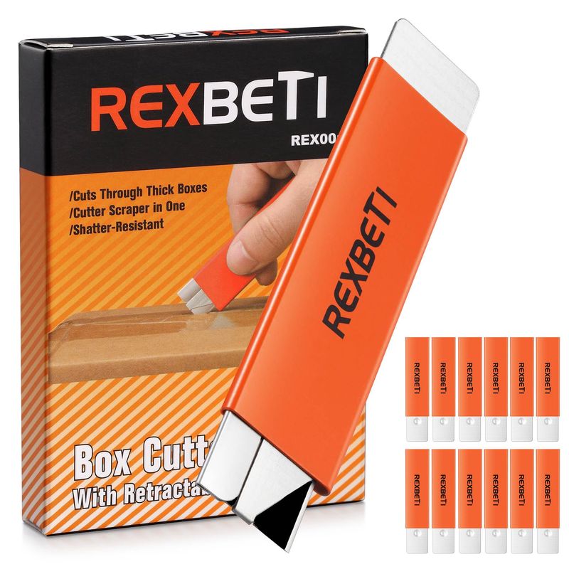 REXBETI 12 Pack Box Cutter, Retractable Cardboard Cutter, Handy Box ...