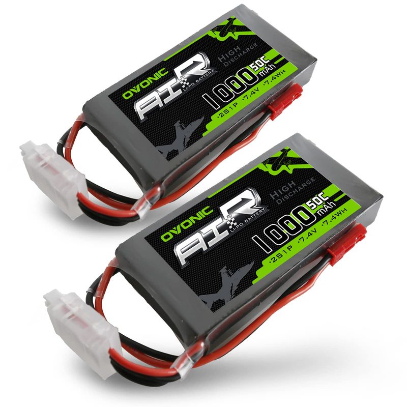 OVONIC 2s Lipo Battery 50C 1000mAh 7.4V Lipo Battery with JST Connector for RC FPV Racing Drone ...