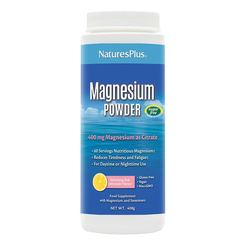 NaturesPlus Magnesium Powder Pink Lemonade Flavour - 400mg Highly ...