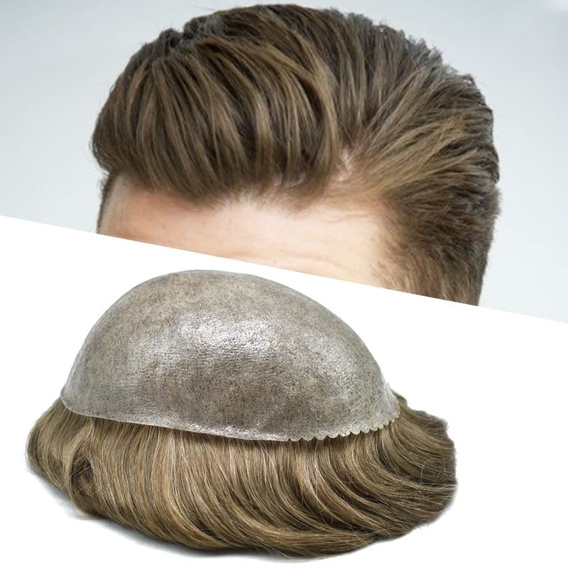 LYRICAL HAIR Toupee for Men Hair Replacement System Full Poly Thin Skin ...