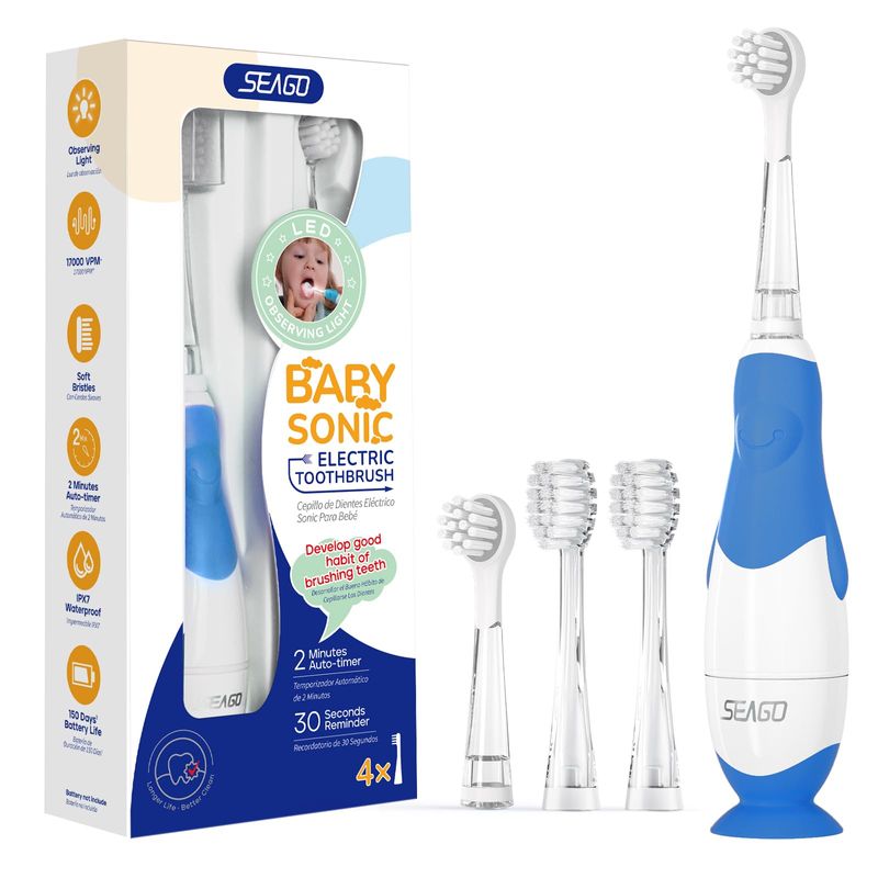 Seago Baby Electric Toothbrush, Children's Power Toothbrushes with 4 ...