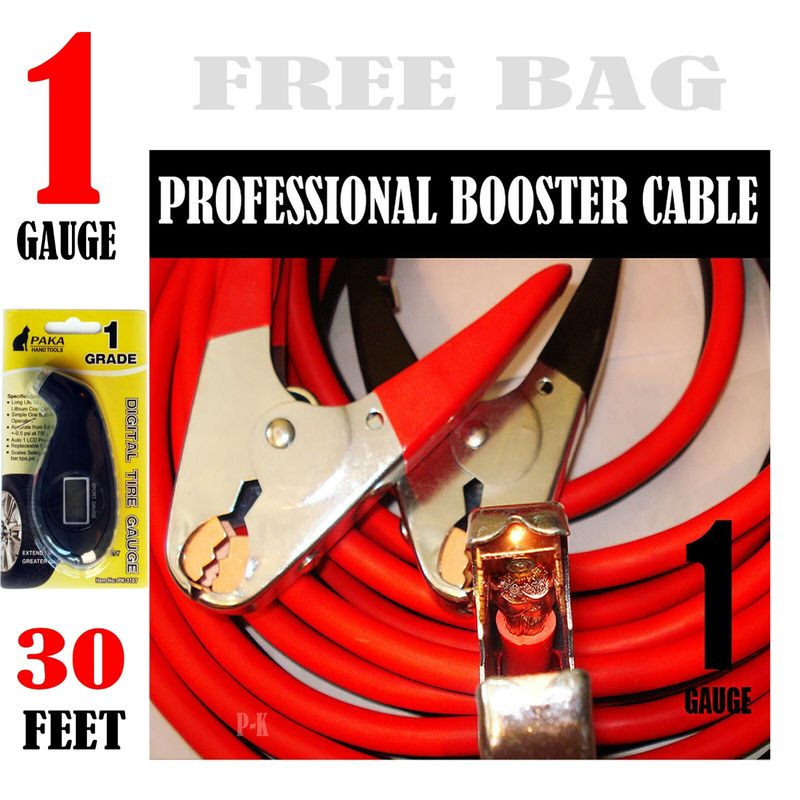 Heavy Duty 30 FT 1 Gauge Booster Cable Jumping Cables Jumper + FREE ...
