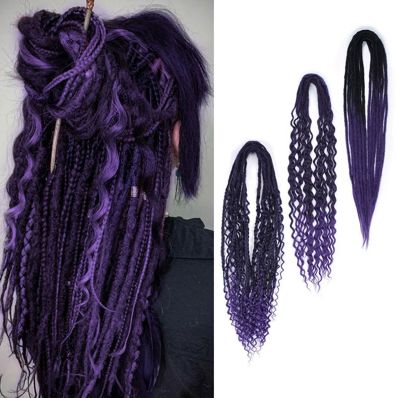 24 Inch Double Ended Dreadlock Extensions Sets, 20 Strands 3 In 1 Mixed ...
