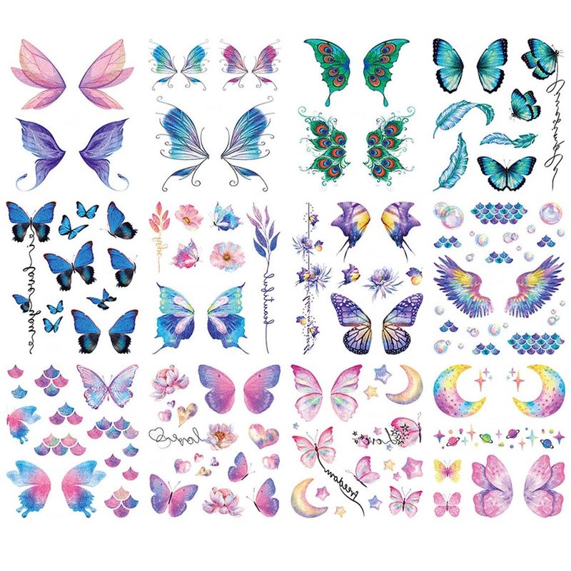 Temporary Butterfly Tattoos,Colorful Glitter Butterfly Temporary ...
