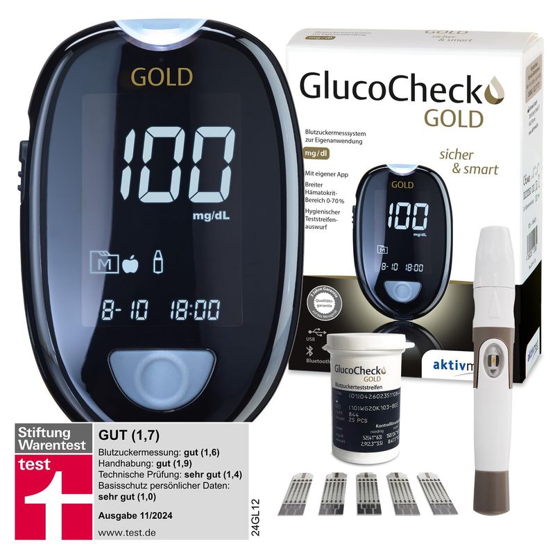 GlucoCheck Gold Blood Glucose Monitor (mg/dl) for Blood Sugar Self ...