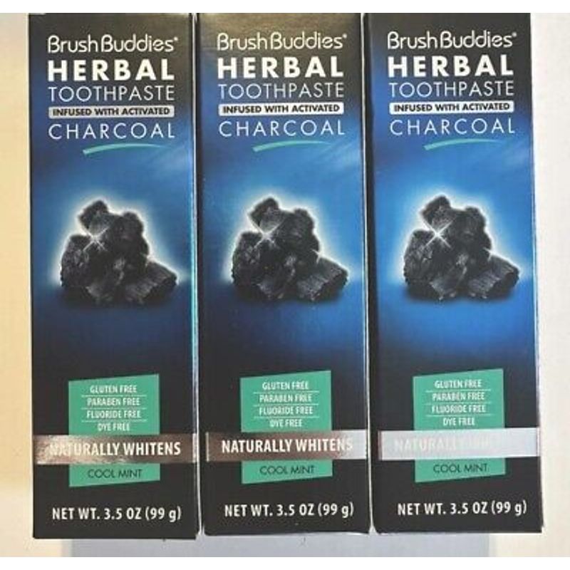 Brush Buddies Herbal Toothpaste 3.5oz Activated Charcoal Cool Mint 3 ...