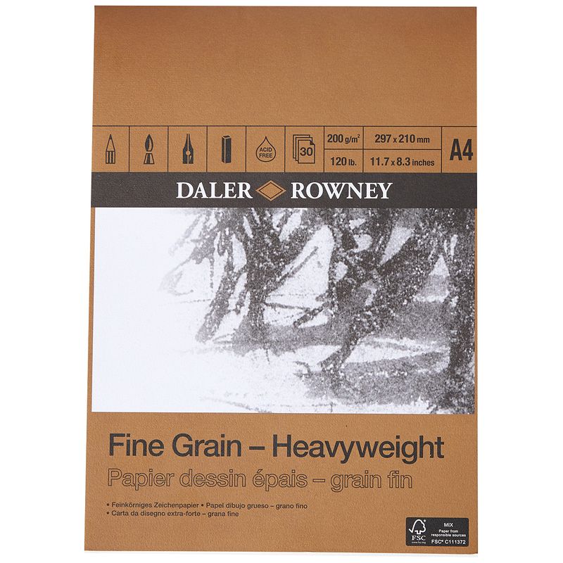 DALER ROWNEY Drawing Paper, Fine Grained Light Texture, 200 g/m², Glued ...