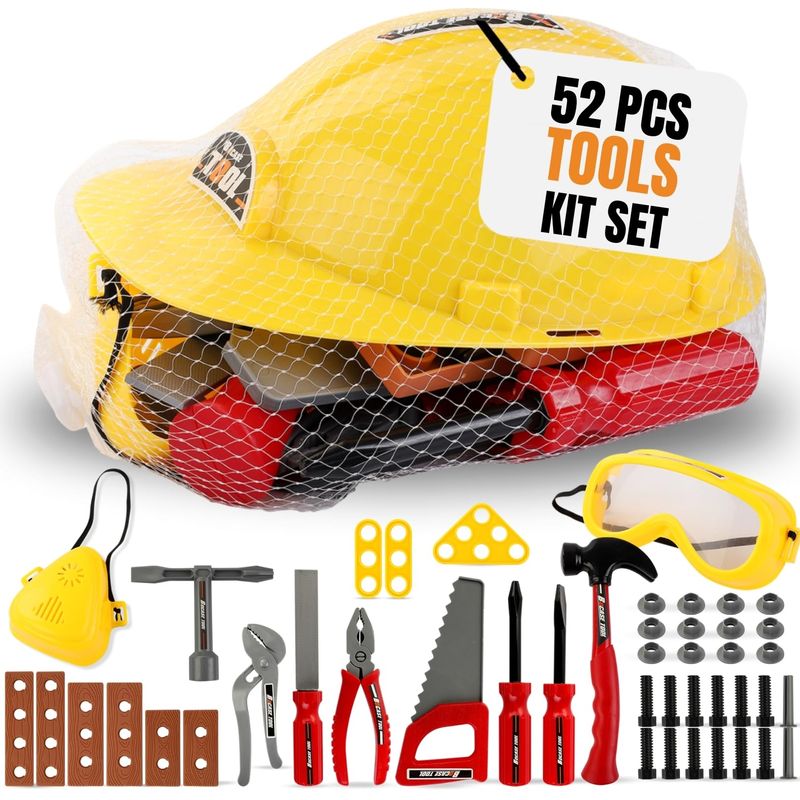 Kids Handyman Tools Toy Set, 52 PCS Mechanic Pretend Play Construction ...