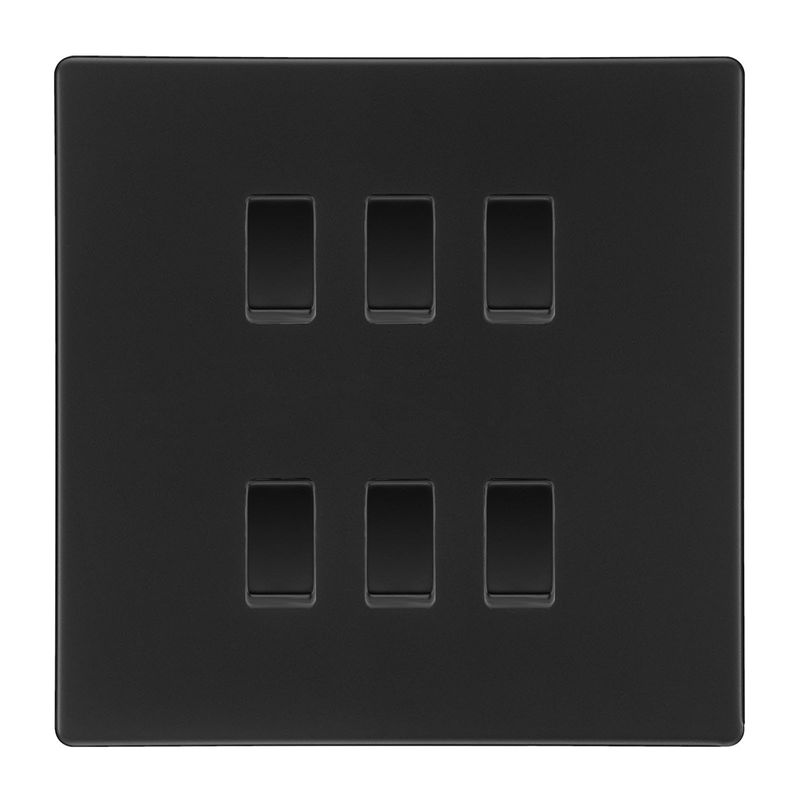 BG Matt Black Screwless 6 Gang Intermediate Light Switch – Custom Grid ...