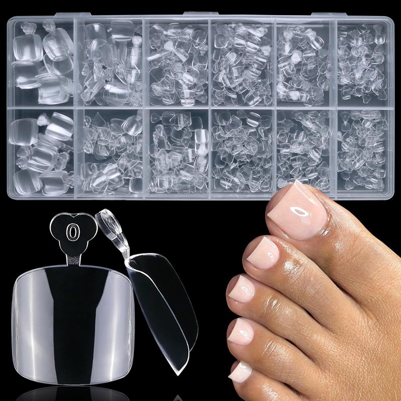 AddFavor 600pcs Toe Nail Tips Soft Gel x Nail Tips Toenails Clear Fake ...