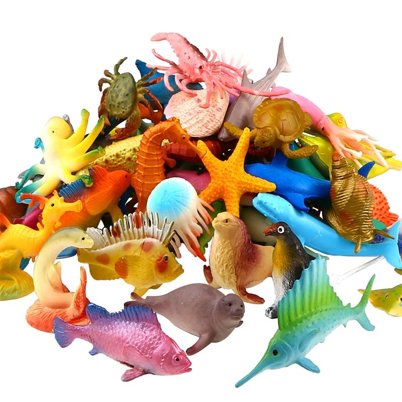 52 Pack Mini Ocean Animal Toy Set, Assorted Plastic Sea Figure Bath Toy ...