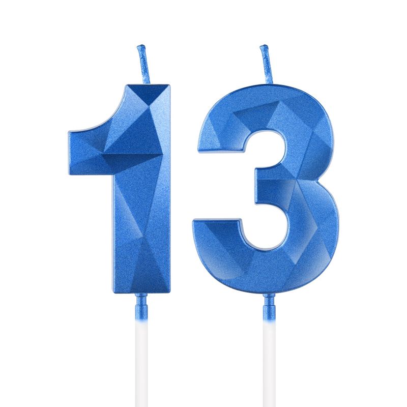 Royal Blue 13th Birthday Candles, 3D Number 13 Candle for Cake, Boy ...