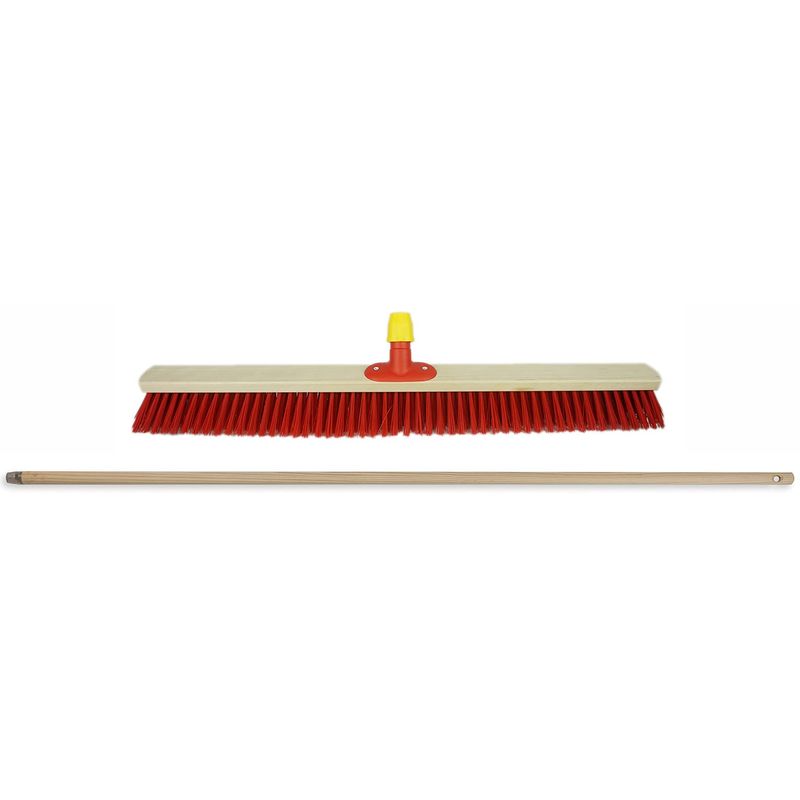 Novaliv Straßenbesen 80 cm I Besen mit Stiel Holz I Elaston rot I ...