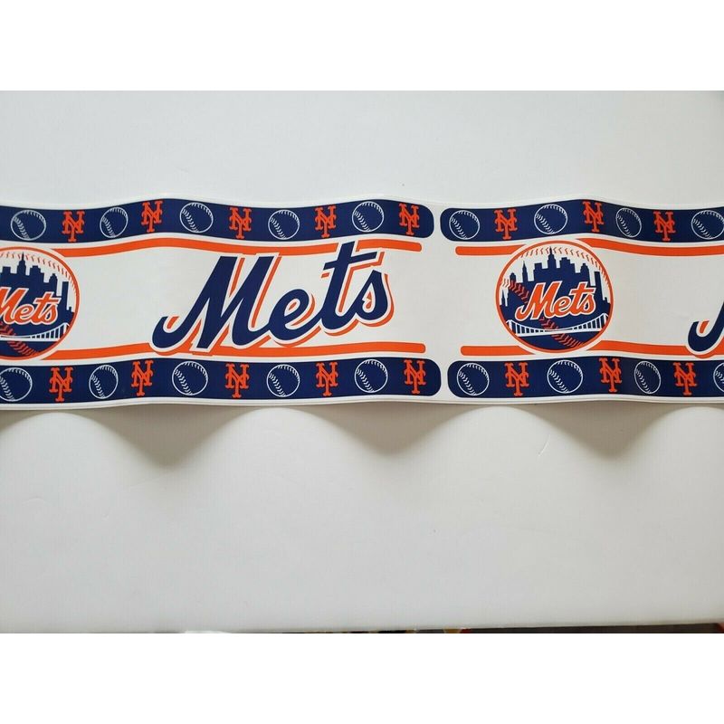 NEW YORK METS MLB PEEL & STICK WALLPAPER BORDER. 5'' X 15'. NEW ...