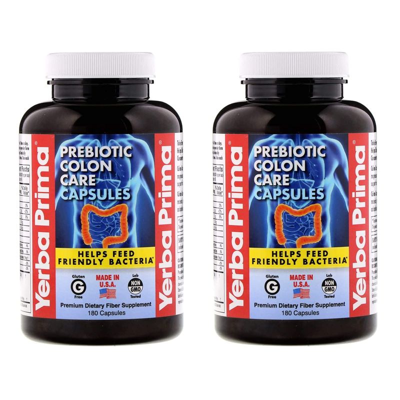 Yerba Prima Prebiotic Colon Care Capsules - 180 Count (Pack of 2 ...