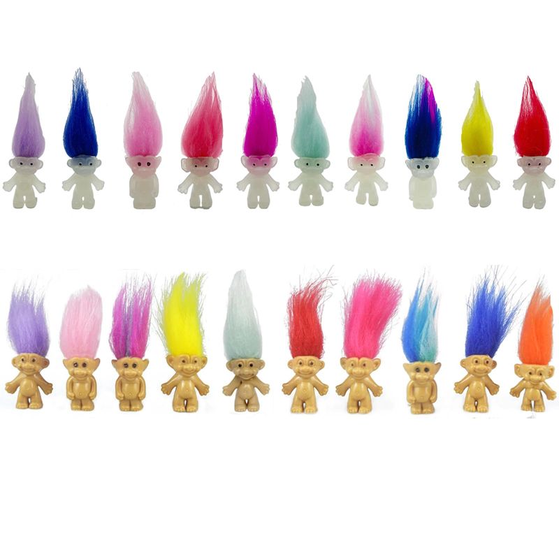 20pcs Luminous Mini Troll Dolls Glow in The Dark Vintage Action Figures ...