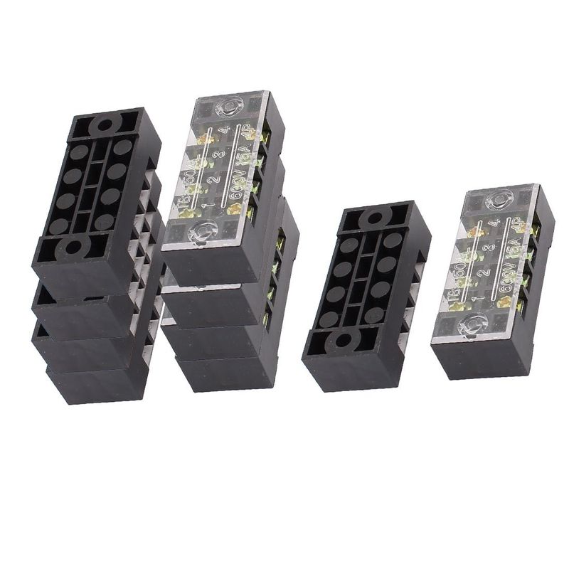 uxcell 10 Pcs 600V 15A 4Position Dual Row Electric Barrier Terminal ...