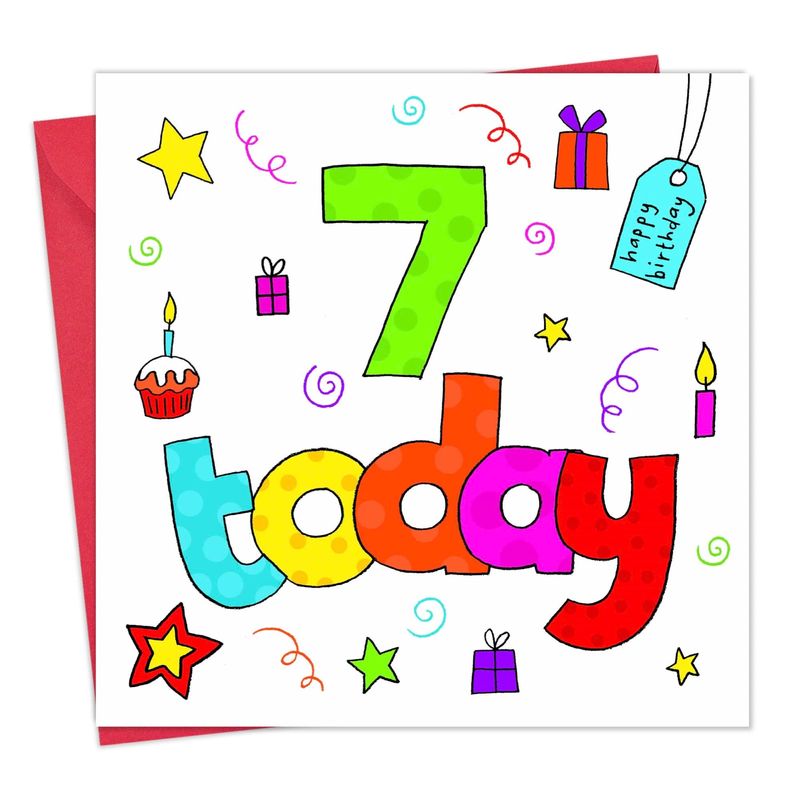 Twizler 7th Birthday Card for Boy or Girl - Seventh Birthday Card Boy ...