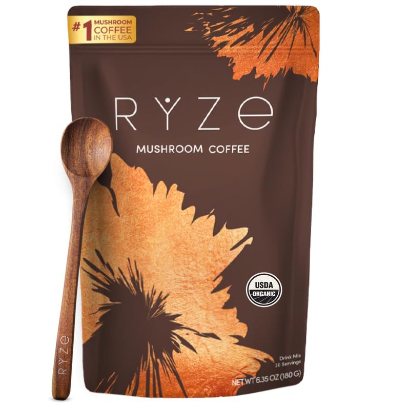 RYZE Mushroom Coffee USDA Organic with 6 Adaptogenic Mushrooms and MCT ...