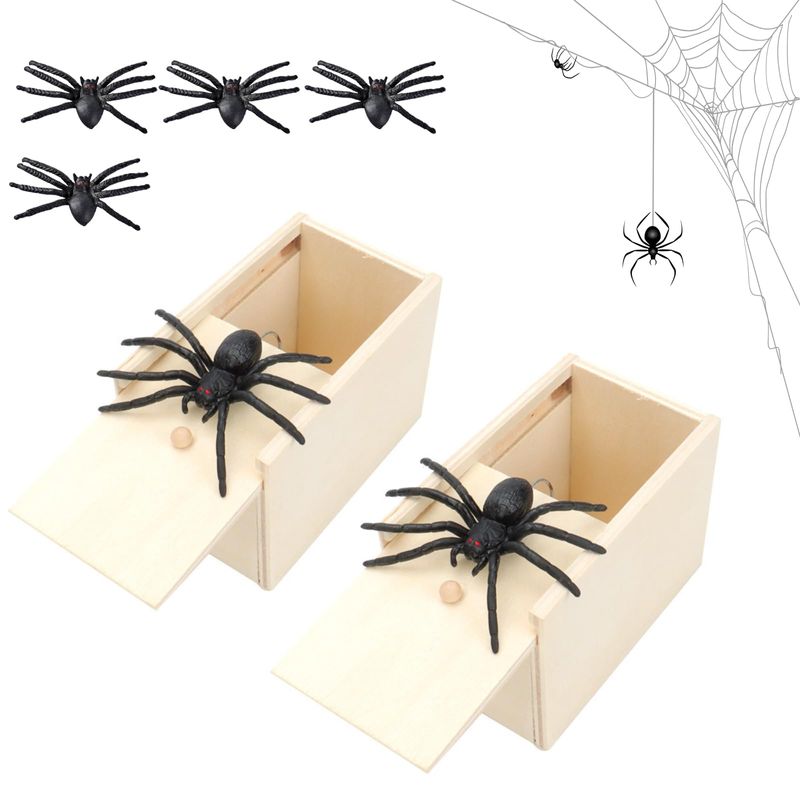 2Pcs Black Spider in a Box Prank, Prank Pop Out Scare Spider, Fake ...