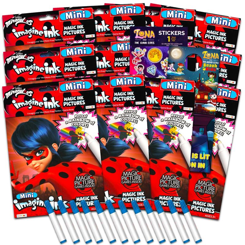 Miraculous Ladybug Imagine Ink Coloring Book Set for Kids - 12 Pack No ...