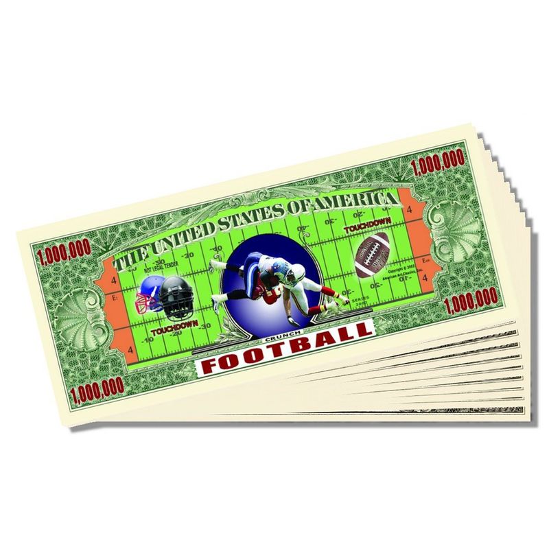 Football Novelty Million Dollar Bill - 10 Count with Bonus Clear ...