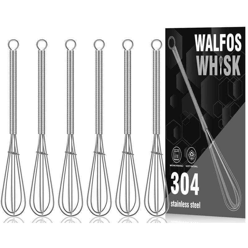 Walfos 6 Inch Mini Whisks, Small Whisks Bulk 304 Stainless Steel Set of ...