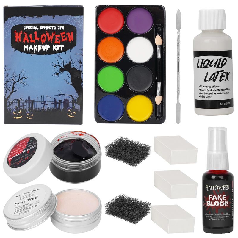 Halloween Liquid Latex Special Effects SFX Makeup Kit - 8 Colors Bruise ...