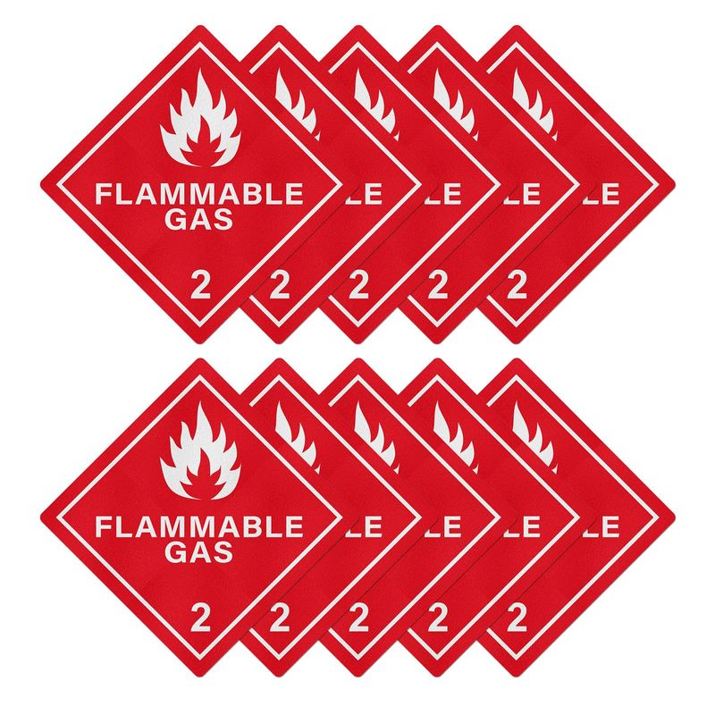 YIKIADA 10 Pack Hazard Class 2 Flammable Gas Placard 10.75 × 10.75 ...