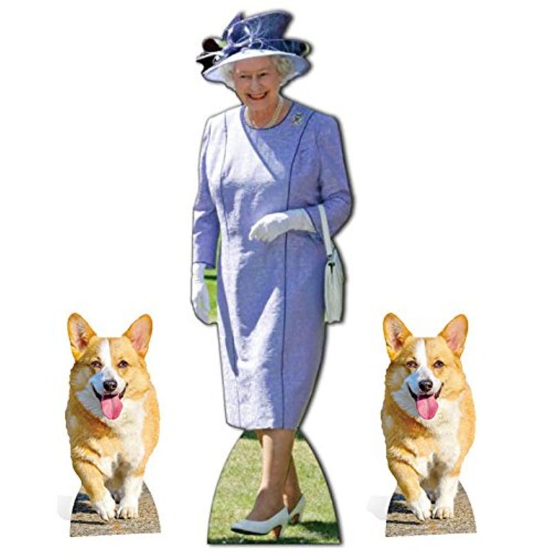 Fan Pack -Queen Elizabeth II Lilac Dress with 2 Royal Corgis Cardboard ...