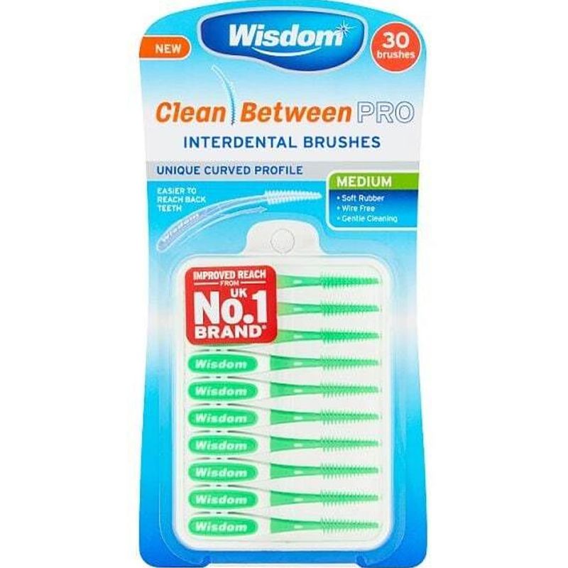 Wisdom 30 Clean Between Pro Medium Interdental Brushes - Pack of 8 ...