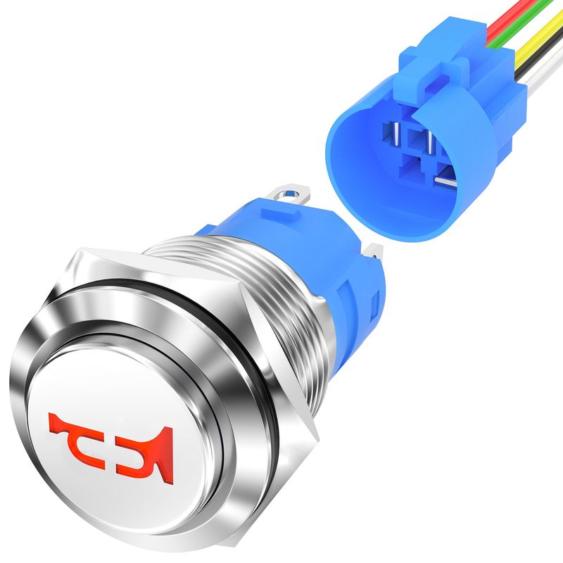 DaierTek 16MM Horn Switch Red LED Marine Horn Button Switch 12V ...