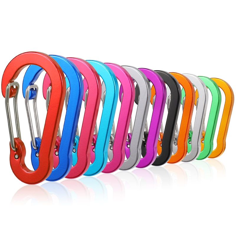 Craebuer 12 Pack Carabiner Clip, 2 inch Aluminum D-Ring Colored ...