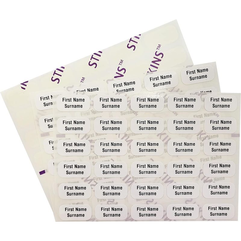 90x Personalised Garment Stickers, STIKINS® Label Planet®, Children’s ...