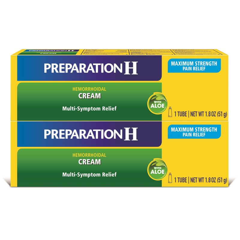 Preparation H Hemorrhoid Symptom Treatment Cream (2 x 1.8 Ounce Tube ...
