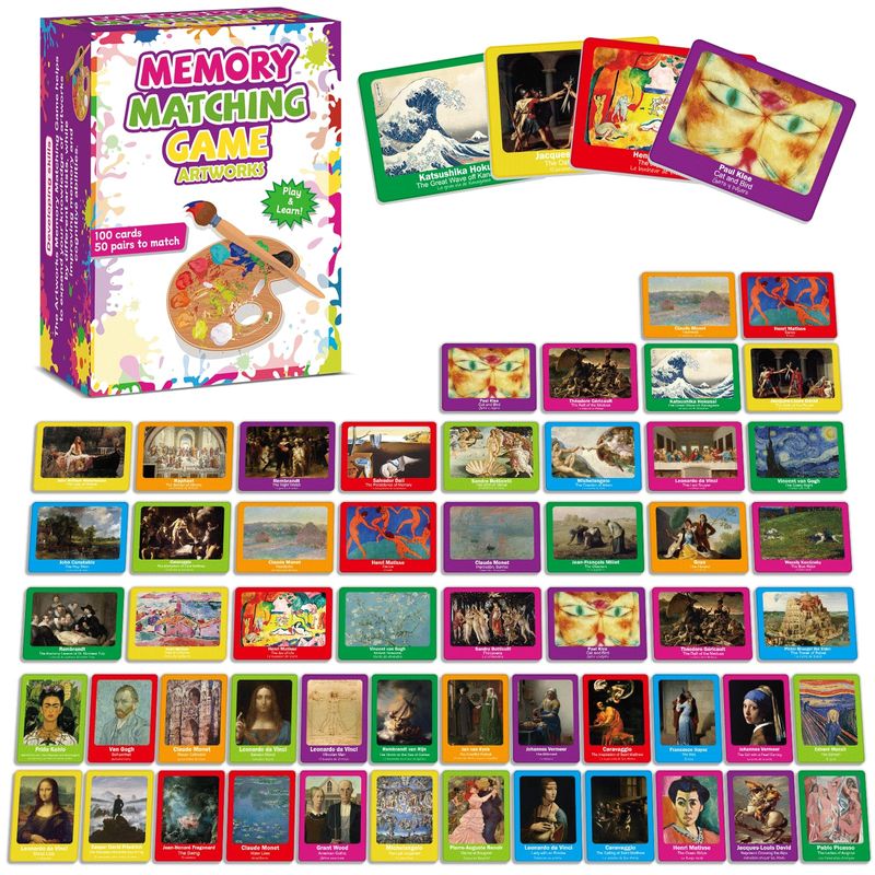 gisgfim 50 Pairs Memory Matching Game Famous Paintings Concentration ...