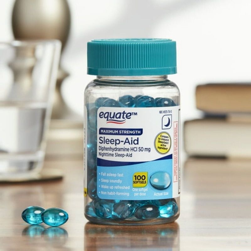 Equate Maximum Strength HCl Sleep-Aid Softgels 50 mg 100 Count - Online ...