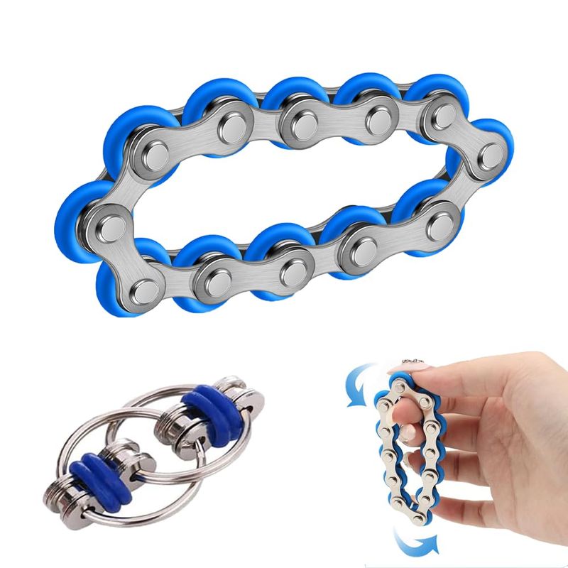 RXKFIGX 2 Metal Fidget Roller Chain Fidget Set Stainless Steel Keychain ...