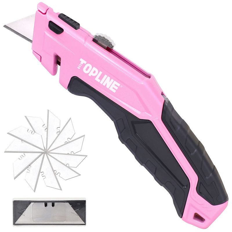 TOPLINE Retractable Pink Utility Knife, Retractable Pink Box Cutter ...