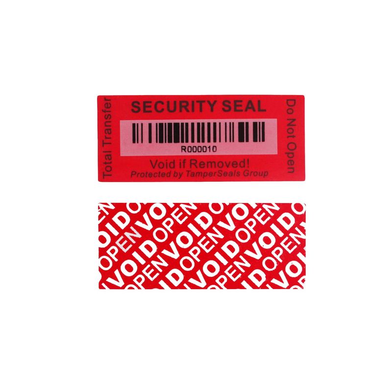 TamperSeals Group - 100 Red 25x60mm Full Decal Barcode TamperSeals Labels TamperSeals Tamper ...