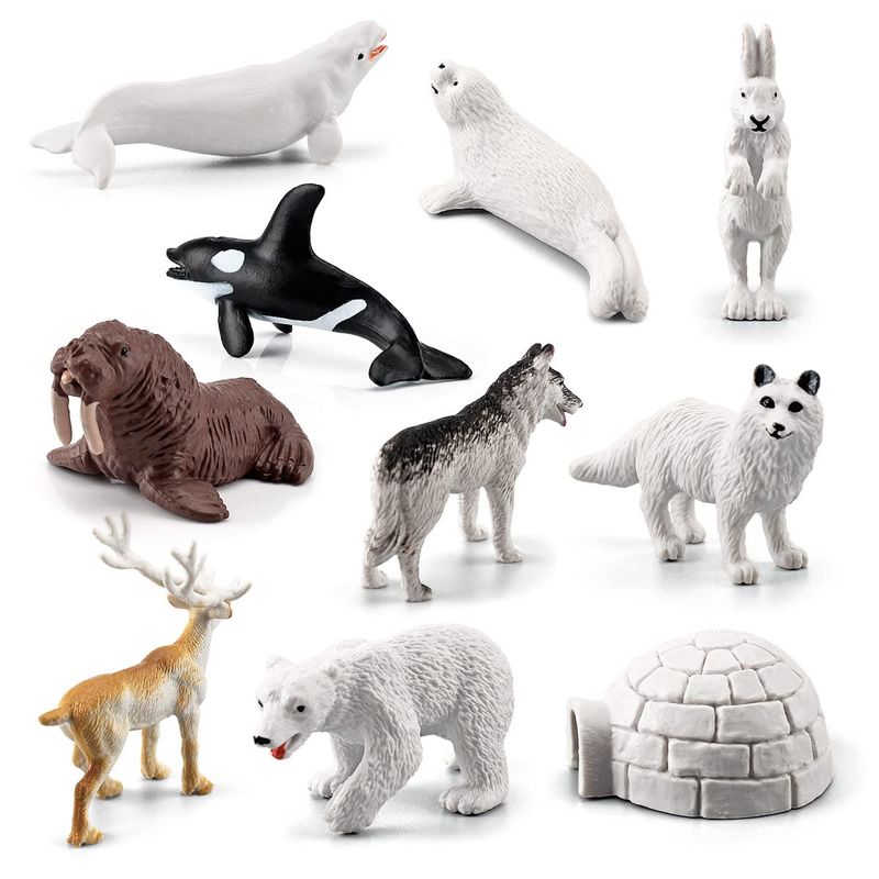 Arctic Animals Figurines Sets, 10pcs Mini Arctic Animals Toy, Realistic ...