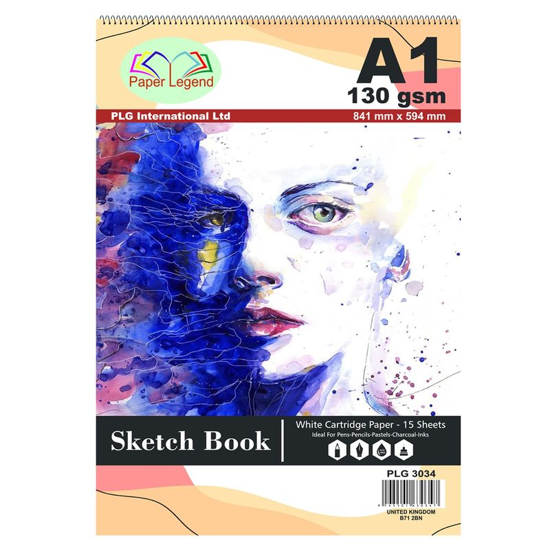 Large A1 Drawing Pad, 15 Sheets of 130 GSM Paper, Spiral Bound Artist Sketch Pad Book, Durable ...
