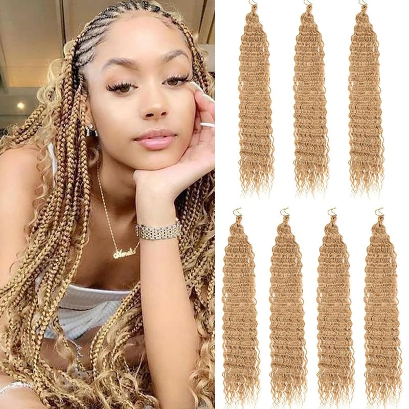 Mscat Ocean Wave Crochet Hair 30 Inch 37 Packs Deep Wave Curly Braiding ...